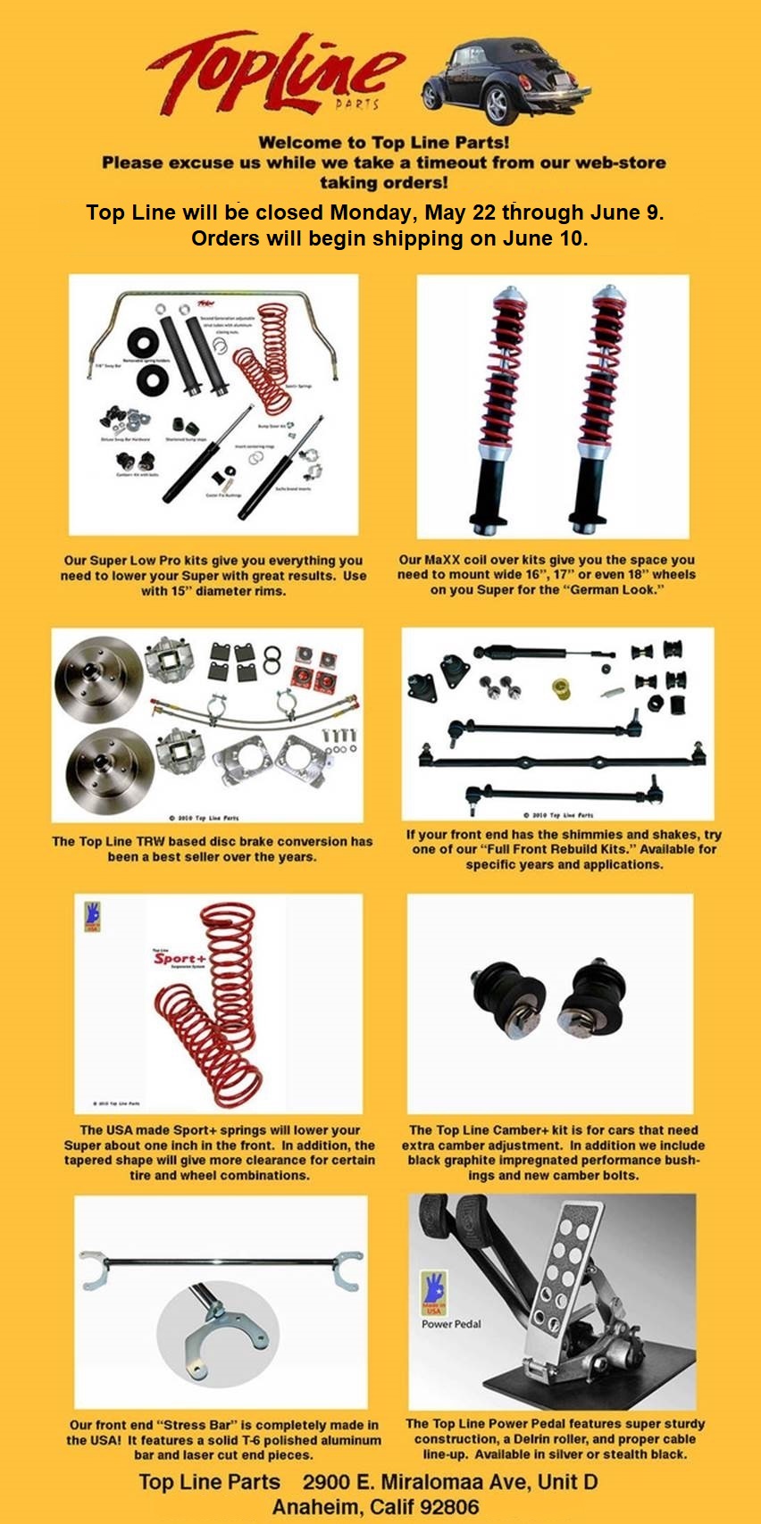 On Vacation – Top Line Parts